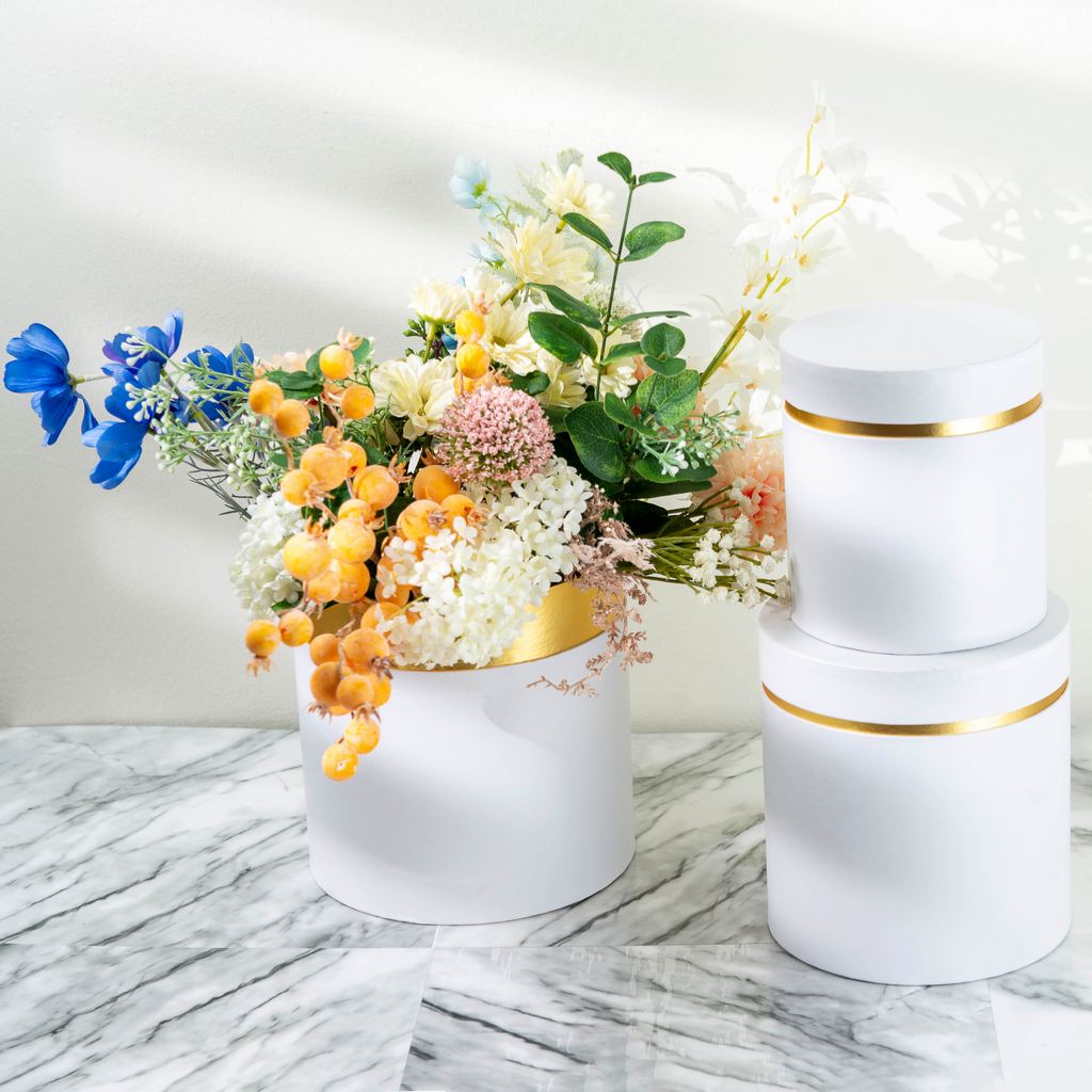Round Flower Box with Gold Edge | Flower Box | Holiday Box |Gift Box ...