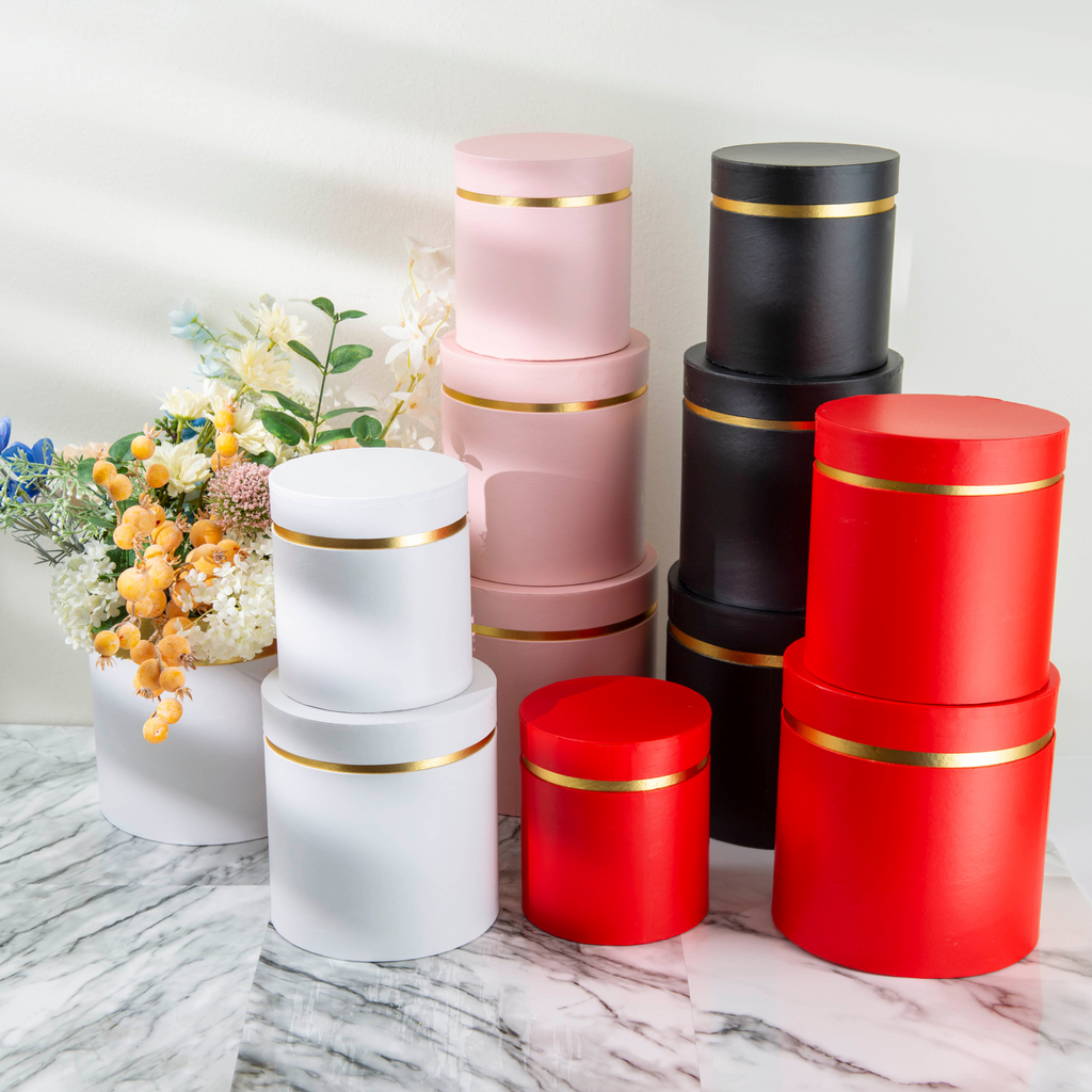 Round Flower Box with Gold Edge | Flower Box | Holiday Box |Gift Box ...